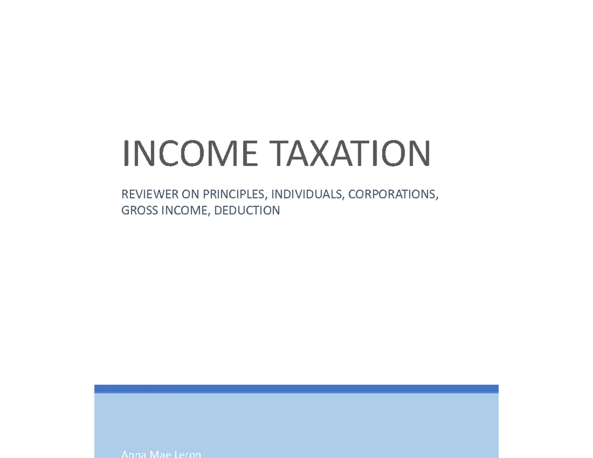Summary Notes on Regular Income Tax - Inclusions in Gross Income ...