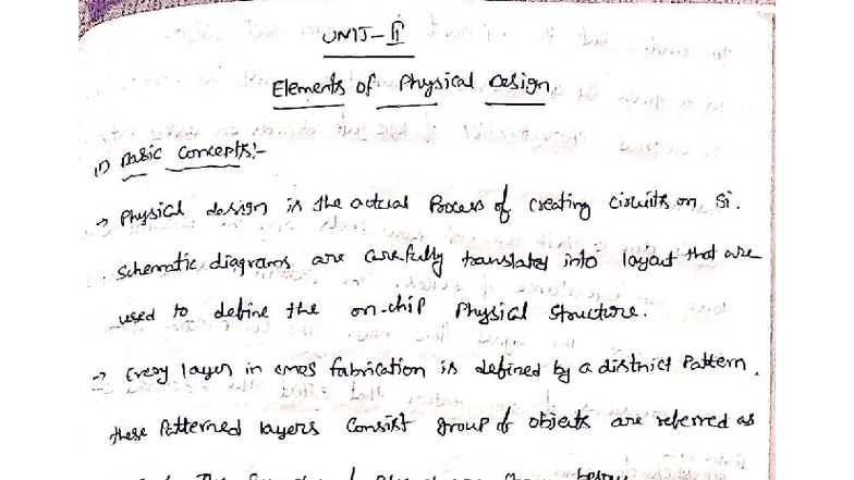 VLSI Unit 2: Elements of Physical Design and Circuit Layout - Studocu