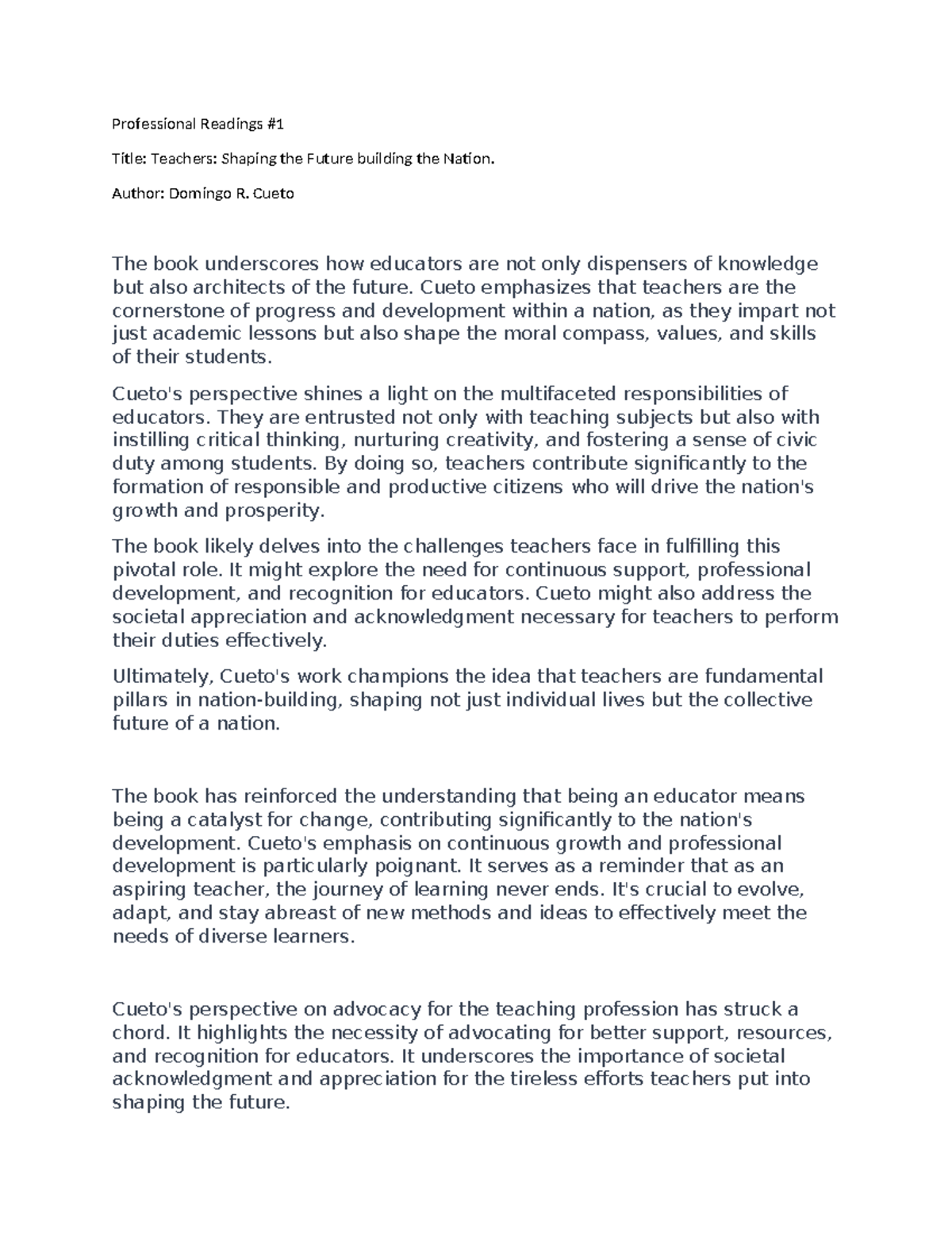 Professional Readings: Exploring Filipino Teacher Workload Challenges ...