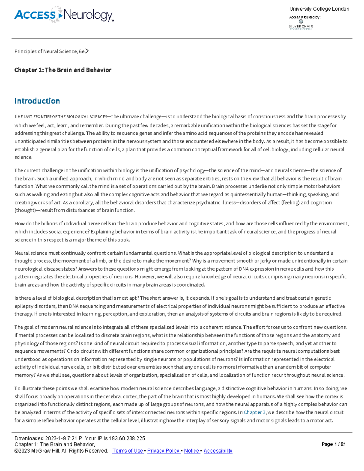 Chapter 1 The Brain and Behavior - Principles of Neural Science, 6e ...