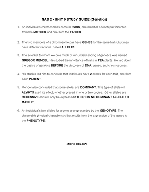 NAS 2 - Unit 2 Study Guide - NAS 2 - UNIT 2 STUDY GUIDE ELEMENTS are ...