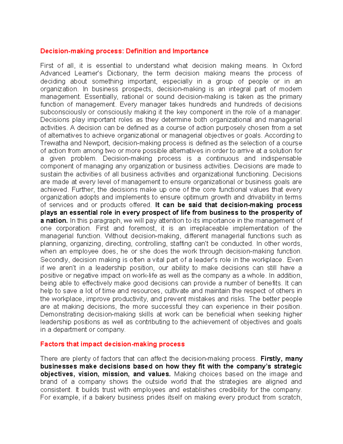 Decision-making process - In Oxford Advanced Learner’s Dictionary, the ...