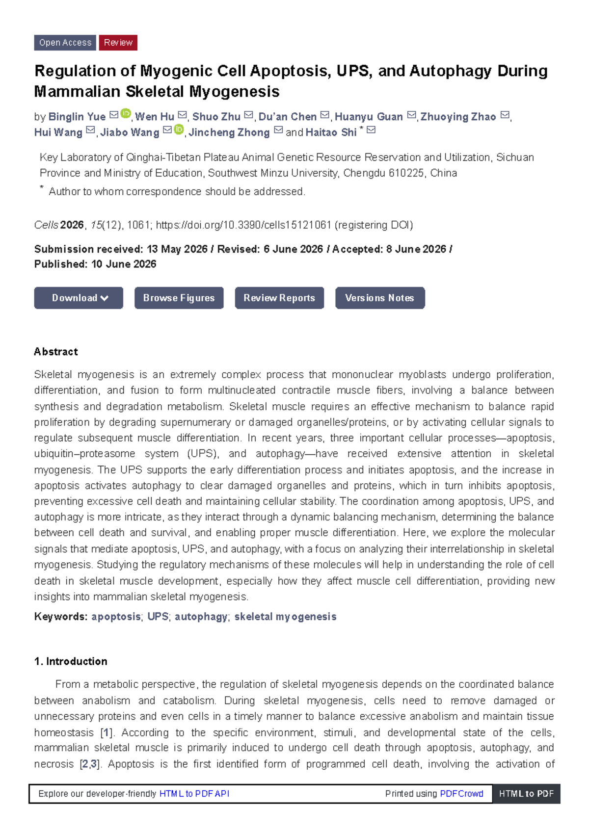 Regulation of Myogenic Cell Apoptosis, UPS, and Autophagy in Skeletal ...