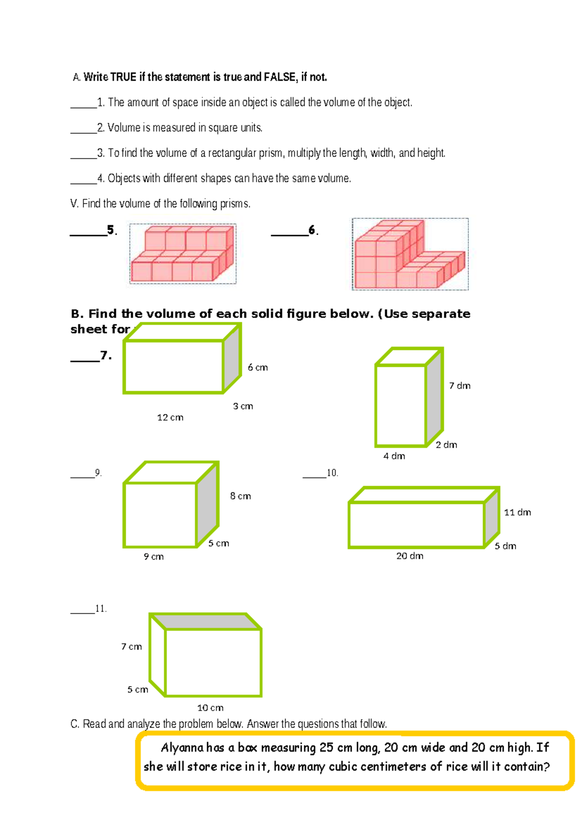 Summative Assessment: Volume Calculation & Analysis - Studocu