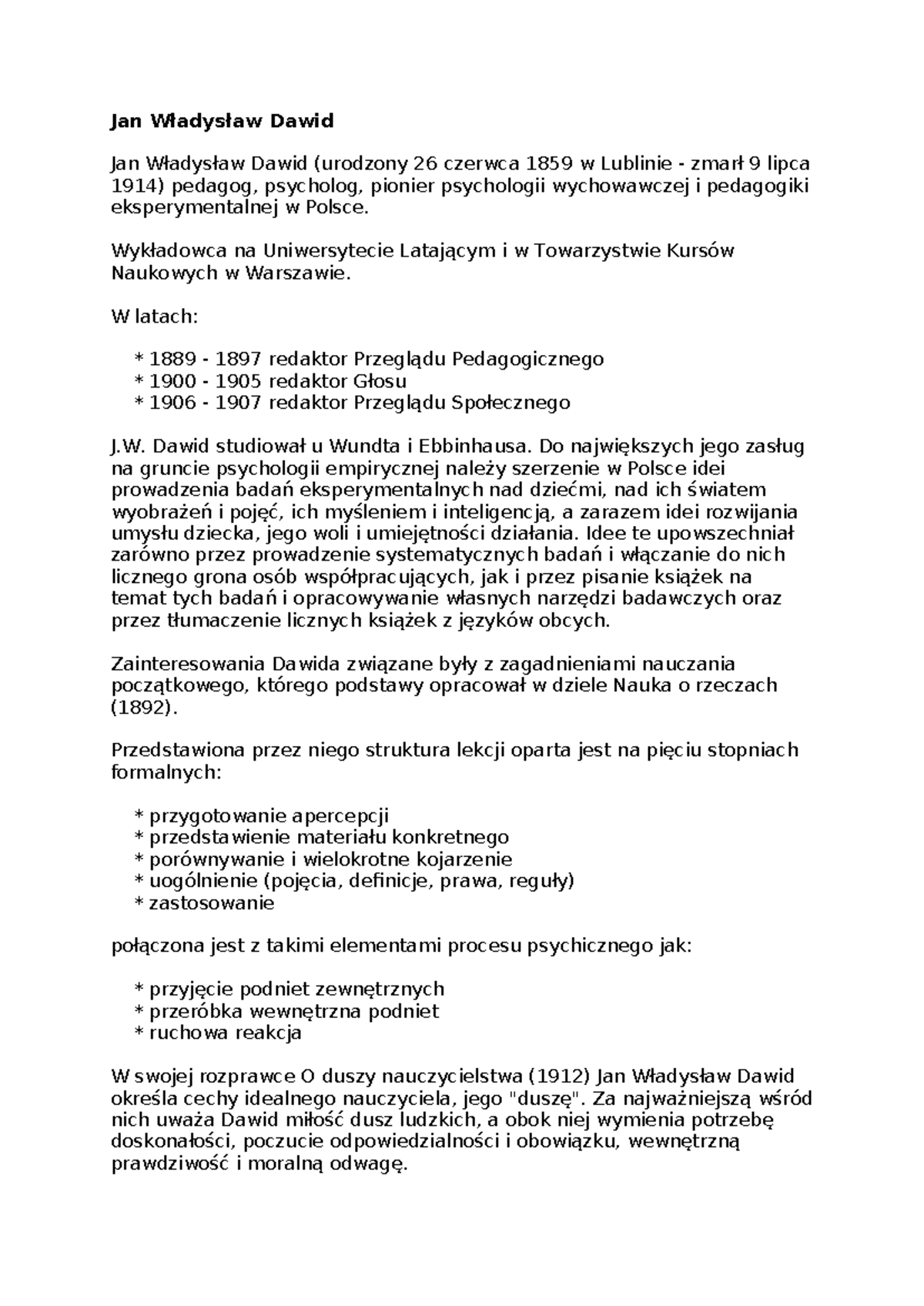 2. Jan Władysław Dawid - Pionier Psychologii Wychowawczej w Polsce ...