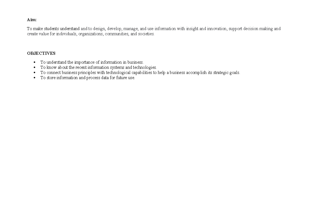 Ba4106 lesson plan - Aim: To make students understand and to design ...