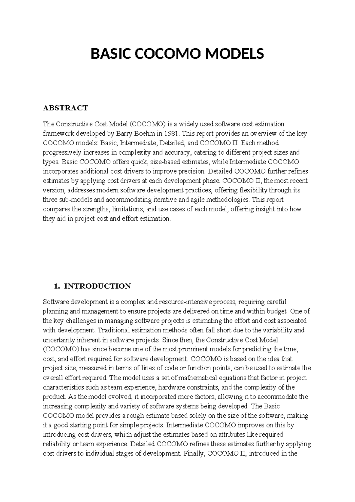 COCOMO Model Overview: Basics, Intermediate, Detailed, and II Analysis ...