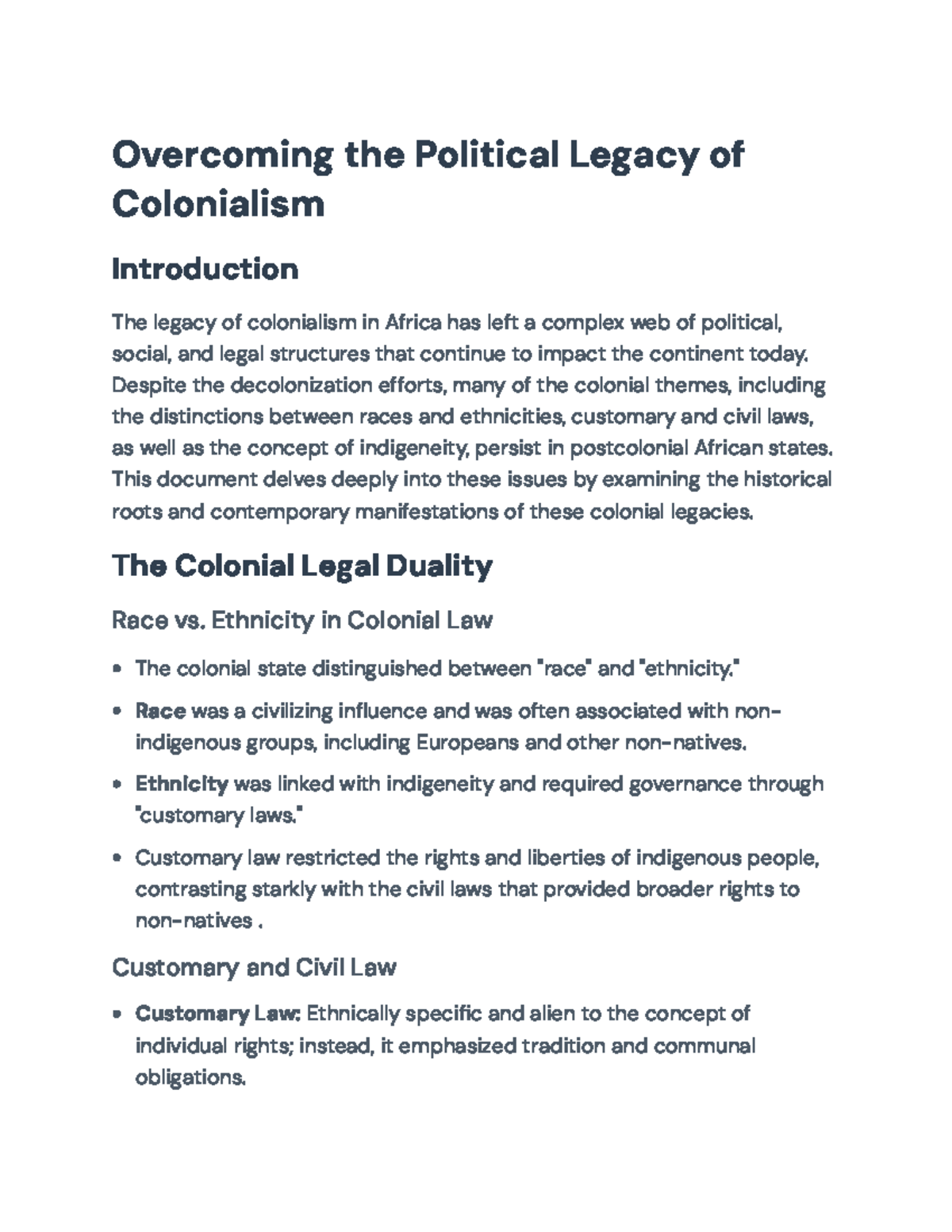 Overcoming Colonial Legacies in Africa: Legal and Political Challenges ...
