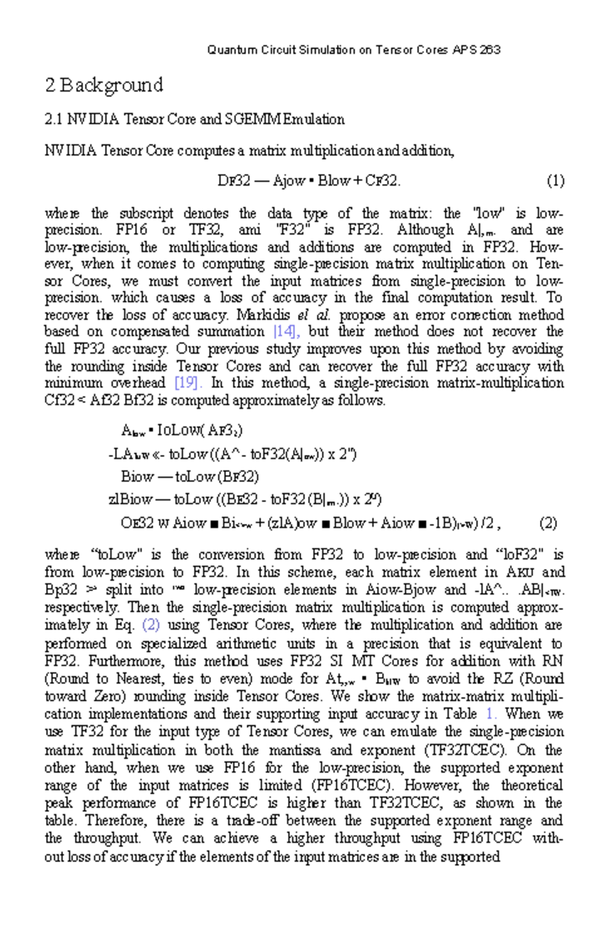 Quantum Circuit Simulation on Tensor Cores: APS 263 Insights and Methods - Studocu