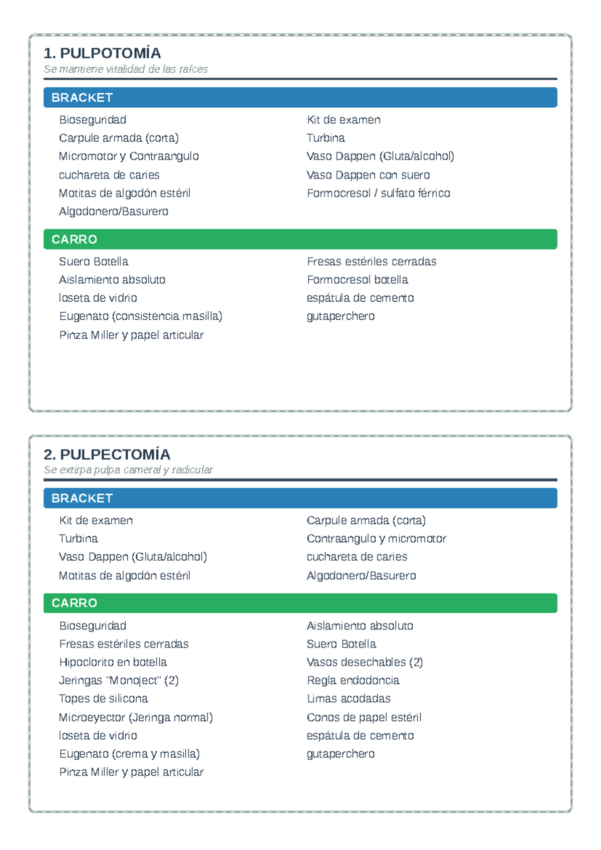 Flashcards Odontología 2: Procedimientos y Materiales Clínicos - Studocu