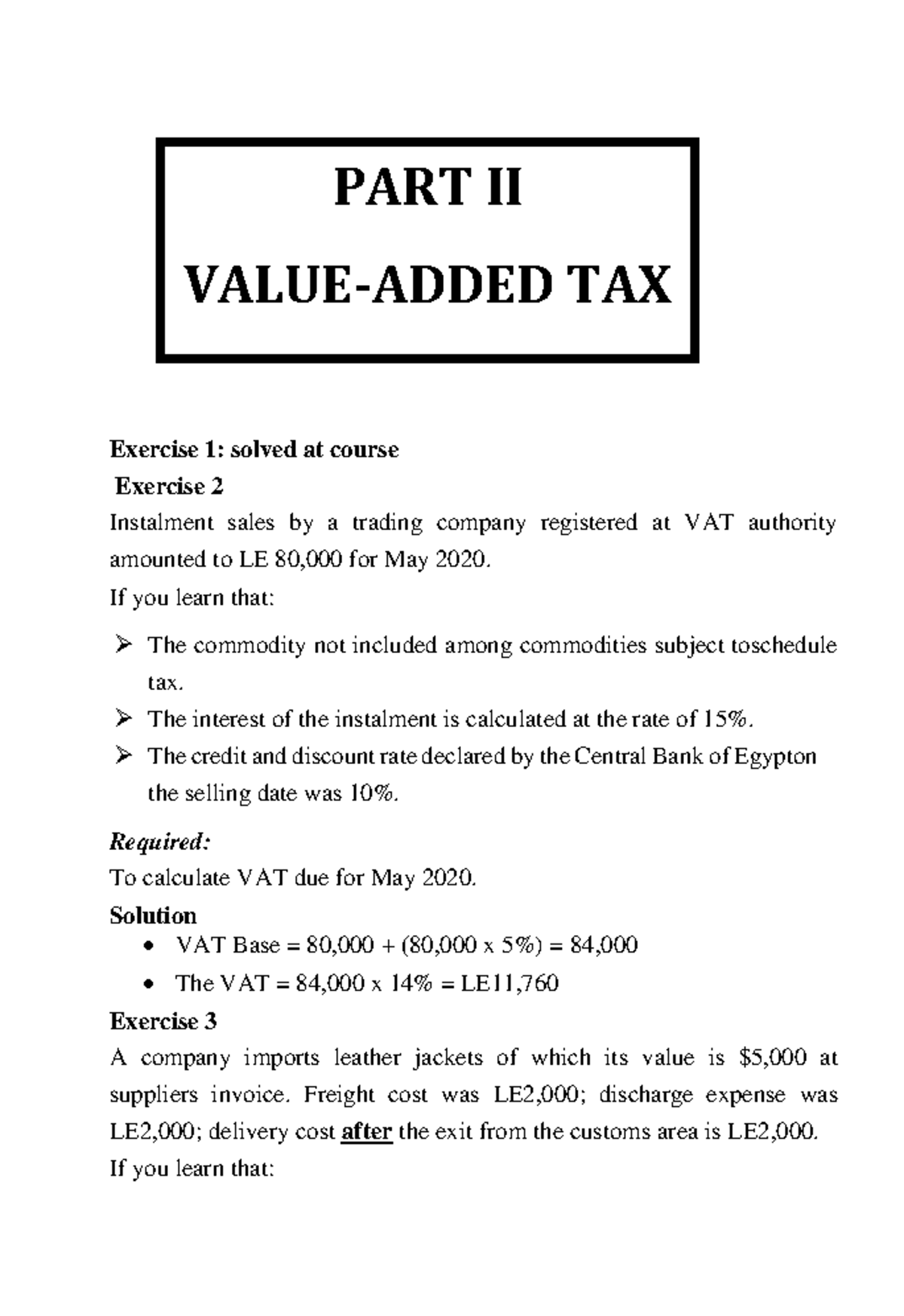 VAT Accounting Exercises for Course Code VAT101: Practical Applications ...