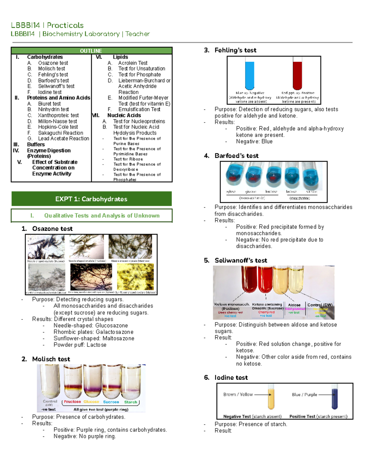 Biochem Lab Practicals Reviewer - LBBBI14 I Practicals LBBBI14 ...