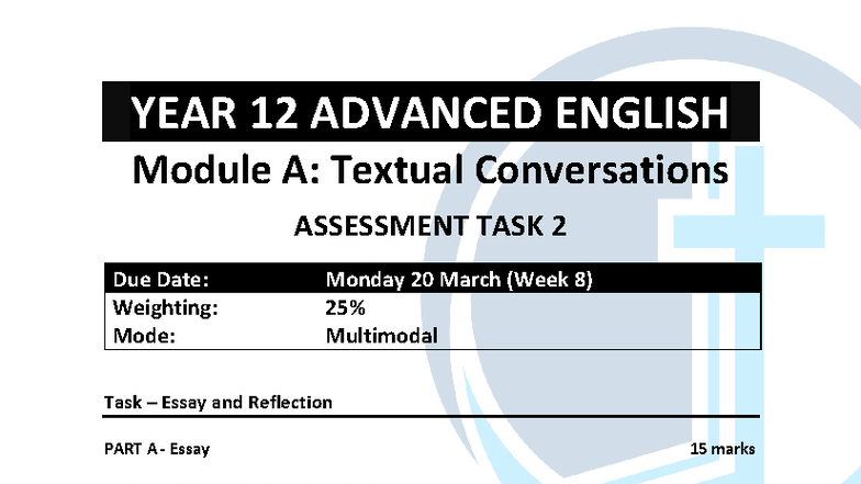 YEAR 12 ADVANCED ENGLISH Module A: Multimodal Assessment Task 2 - Studocu