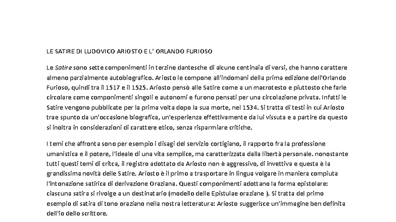 LEZIONI SU LUDOVICO ARIOSTO E L'ORLANDO FURIOSO (CORSO DI LETTERATURA ...