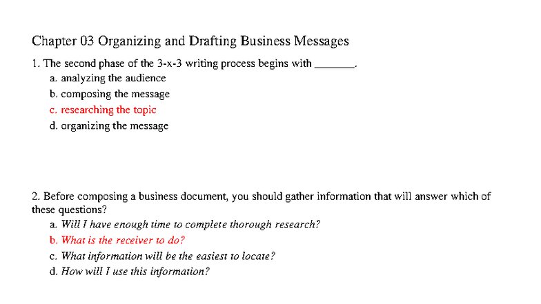 Chapter 03 TACN2 Organizing and Drafting Business Messages - Studocu