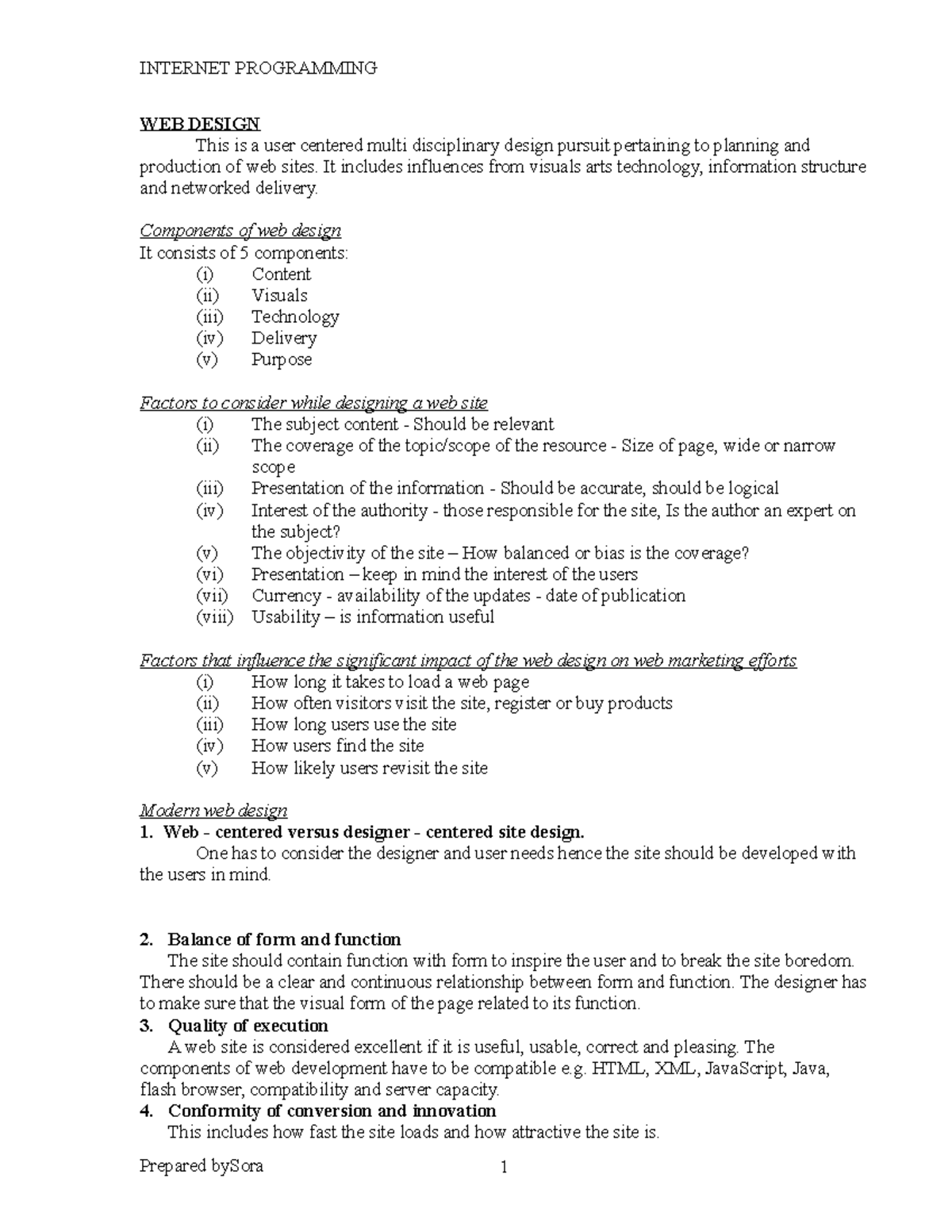 Web Design Notes DIT: Key Concepts and HTML Fundamentals - Studocu