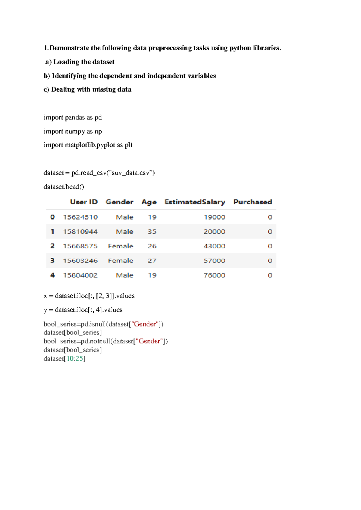 Lab Programs 3 - Data Preprocessing & Feature Selection in Python - Studocu