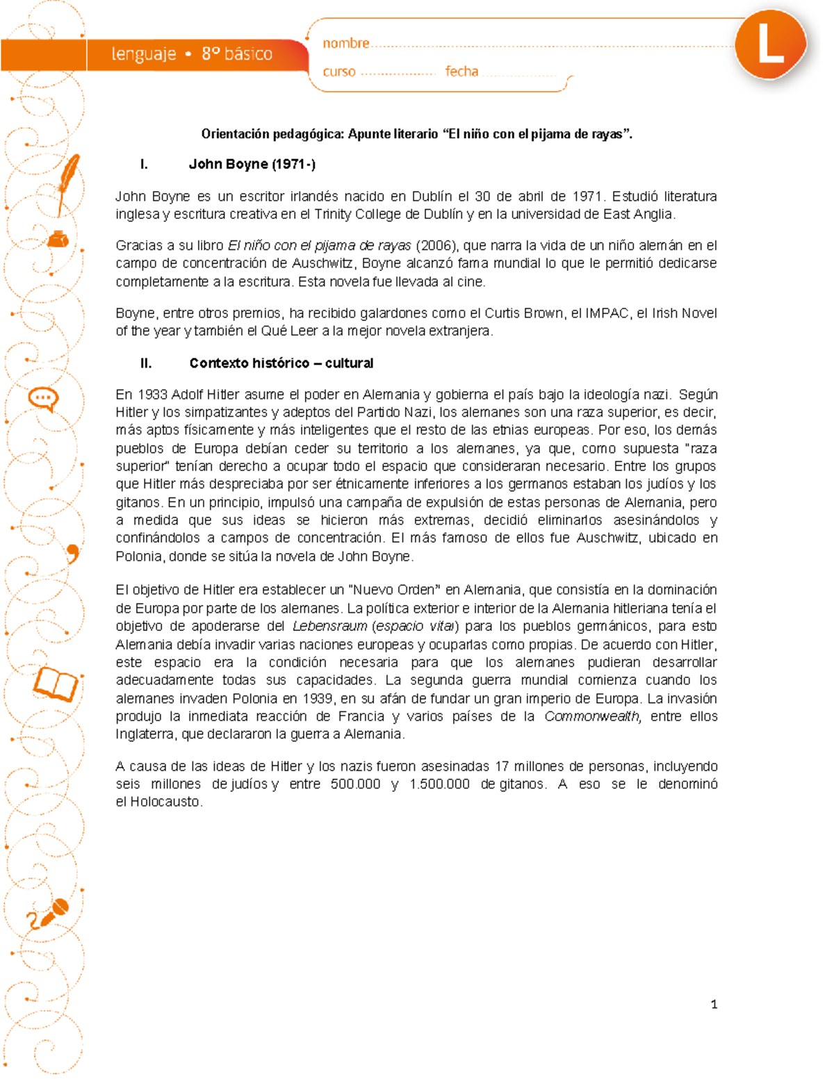 Análisis de "El niño con el pijama de rayas" - Curso de Literatura ...