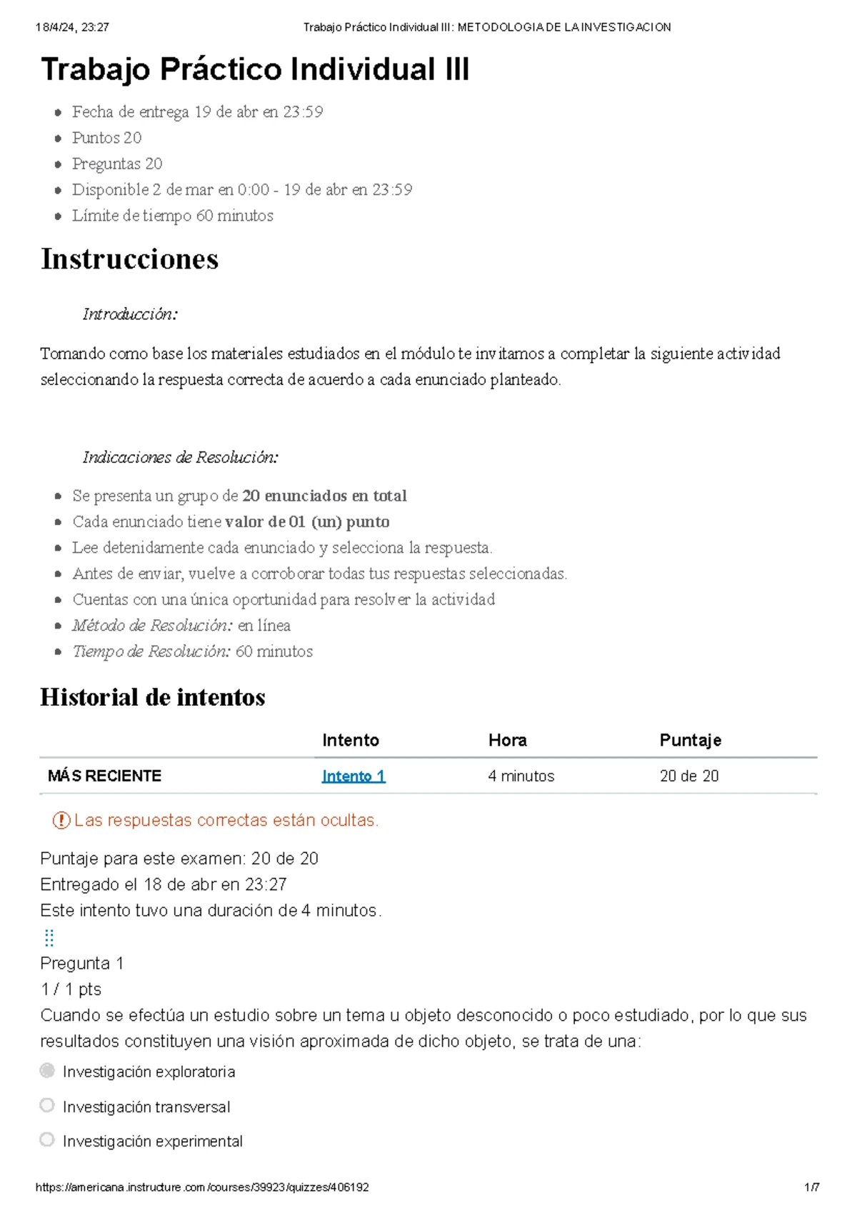 Trabajo Práctico Individual I: Metodología de la Investigación - Studocu