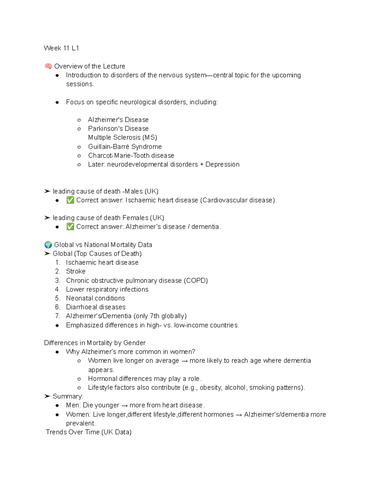 Week 11 L1: Overview of Neurological Disorders and Mortality Trends ...