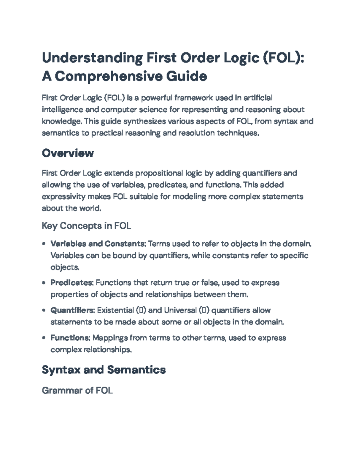 Understanding First Order Logic (FOL): A Comprehensive Guide ...