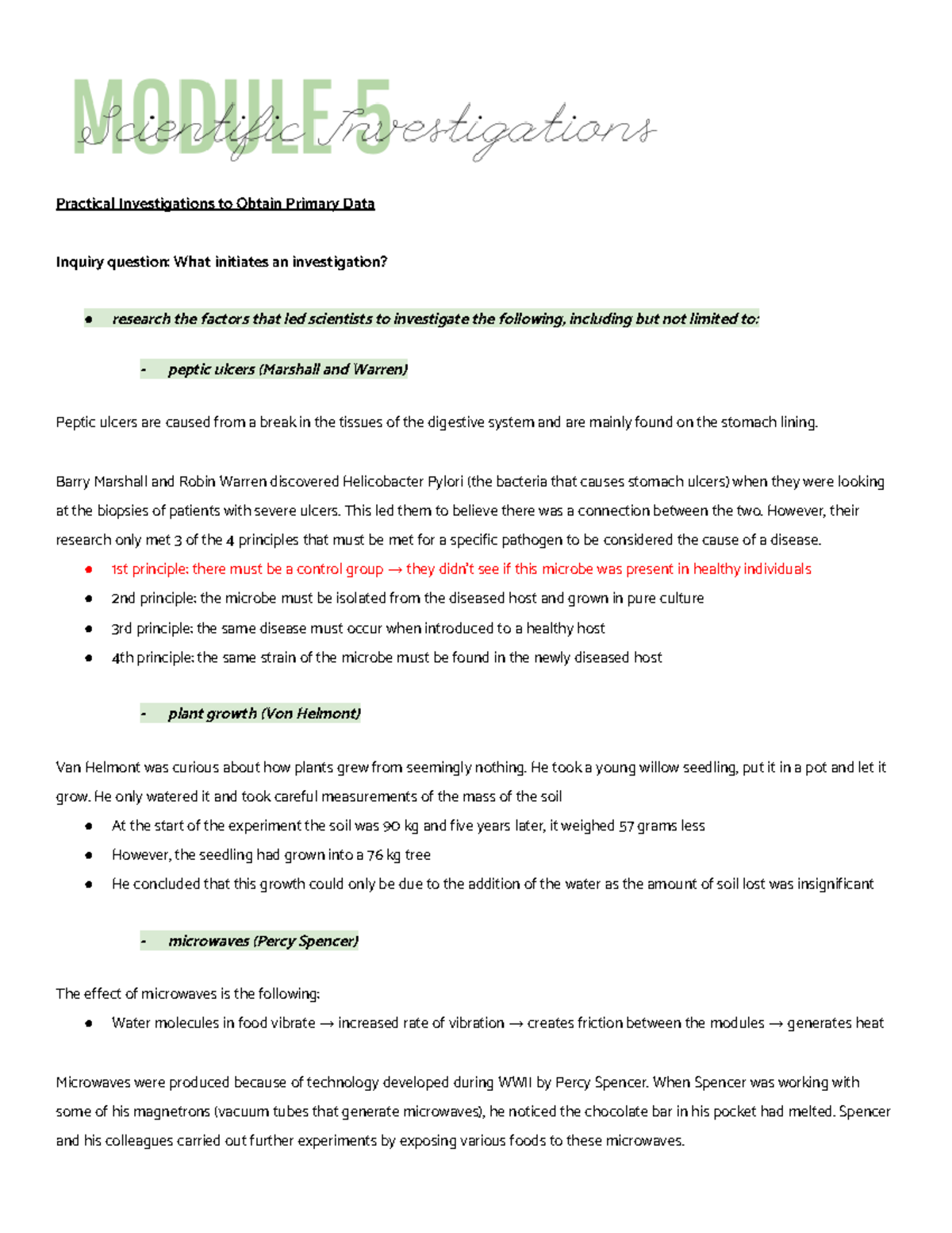 YR 12 Module 5: Scientific Investigations and Data Analysis Notes - Studocu
