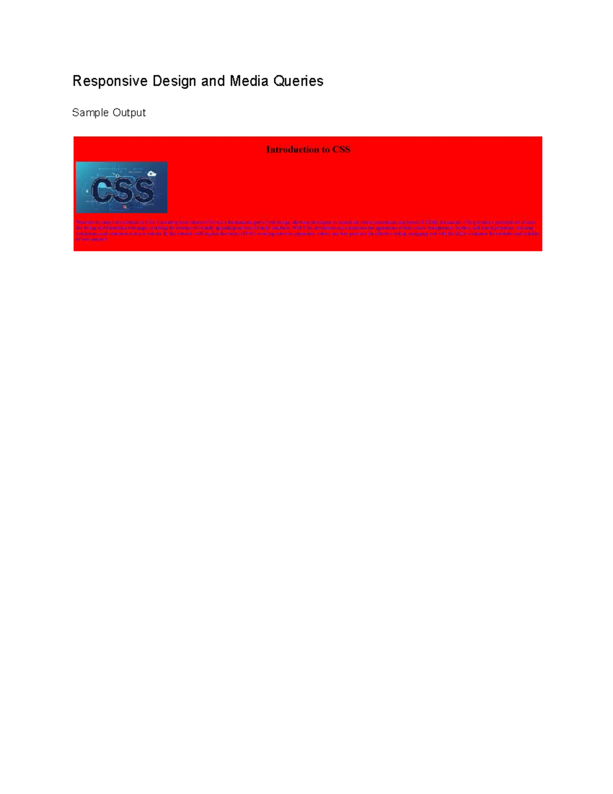 CSS Fundamentals: Responsive Design & Media Queries Overview - Studocu