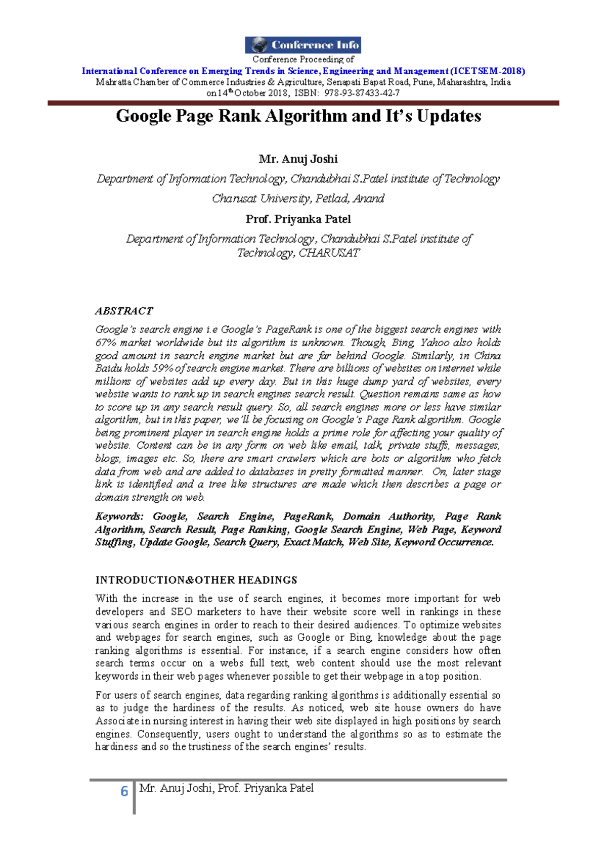 Google Page Rank Algorithm and Its Updat - International Conference on ...