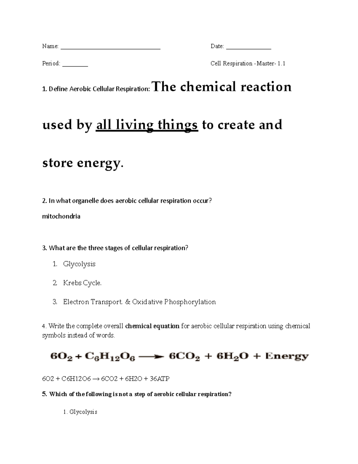 Cell Respiration Overview: Key Concepts & Processes (Bio 101) - Studocu