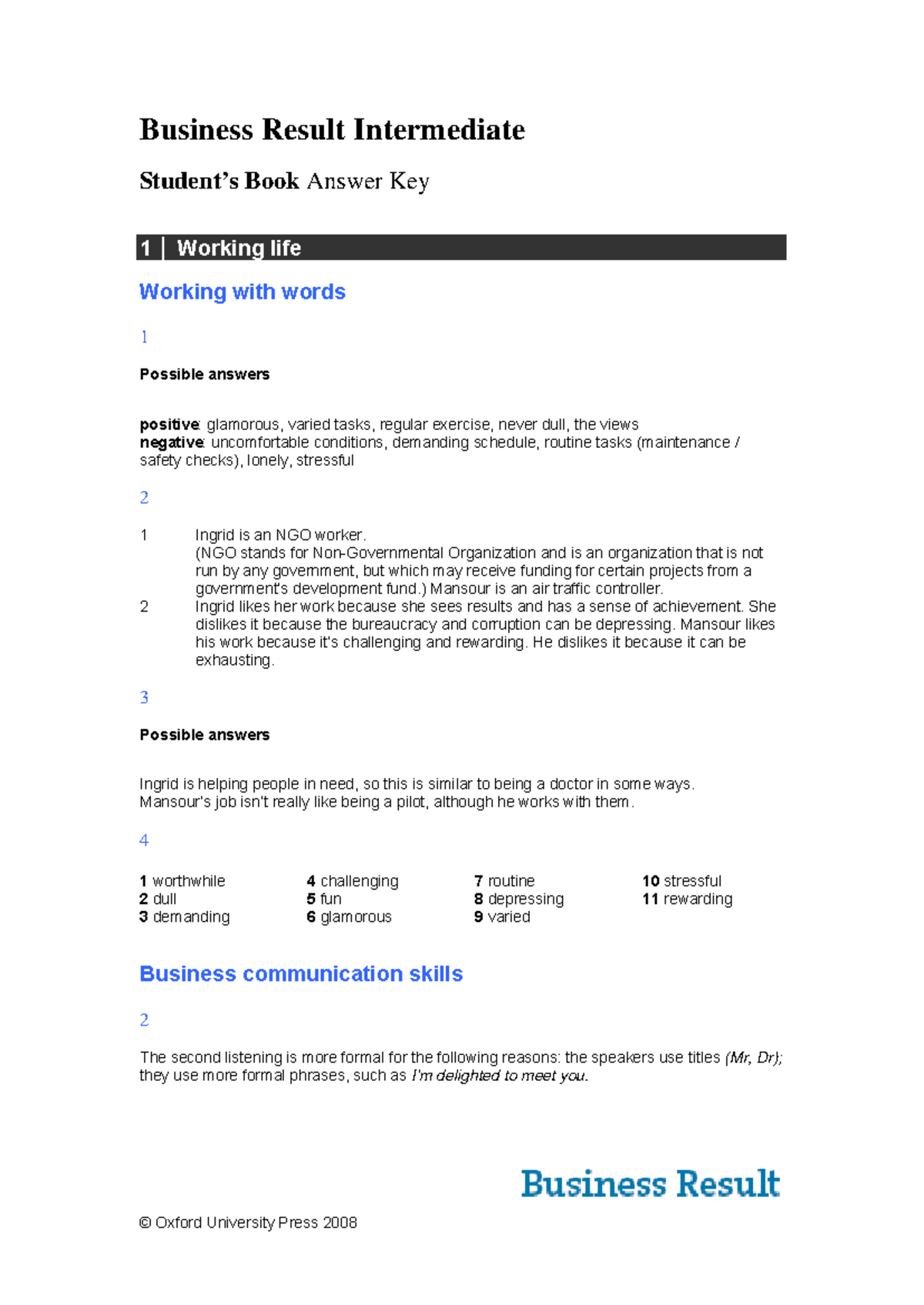 Business Result Intermediate Answer Key (BR-INT) - Studocu