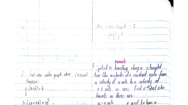 Engineering Mechanics Notes: Area Under Graph & Kinematics Concepts ...