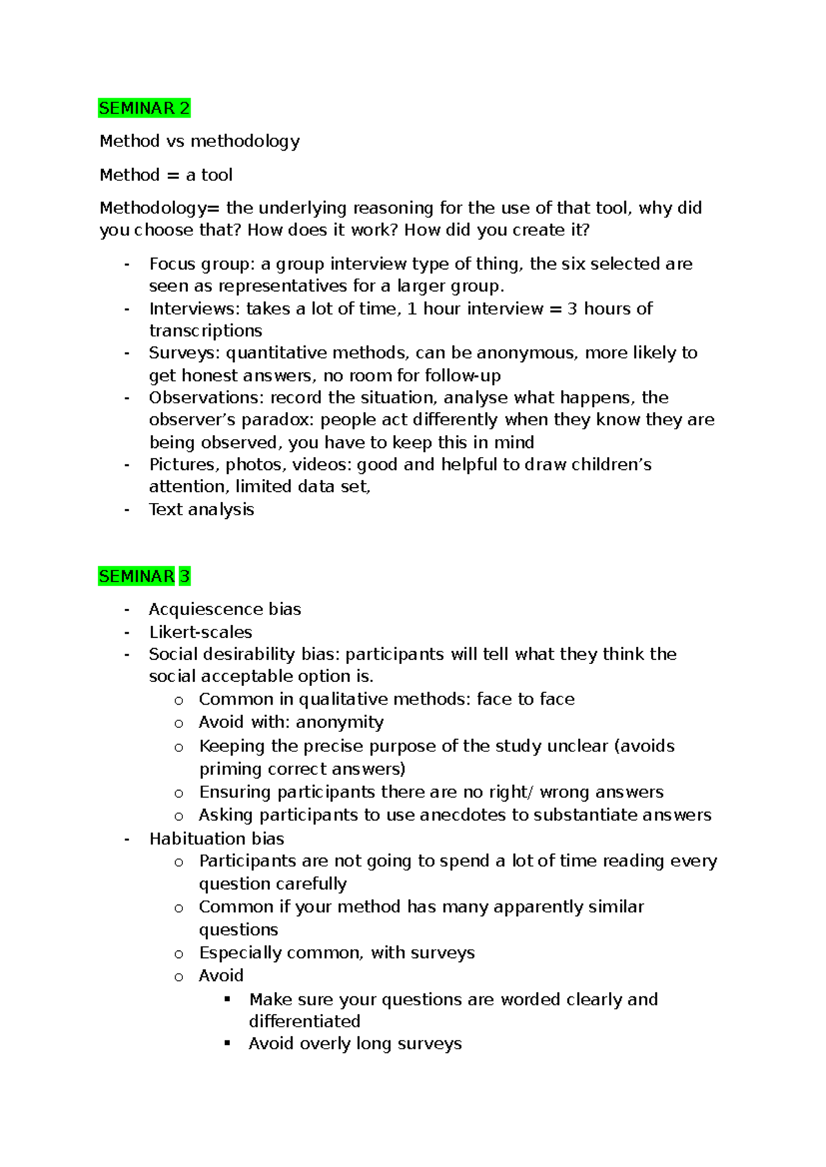 SEMINAR 2: Methods and Methodology in Qualitative Research - Studocu