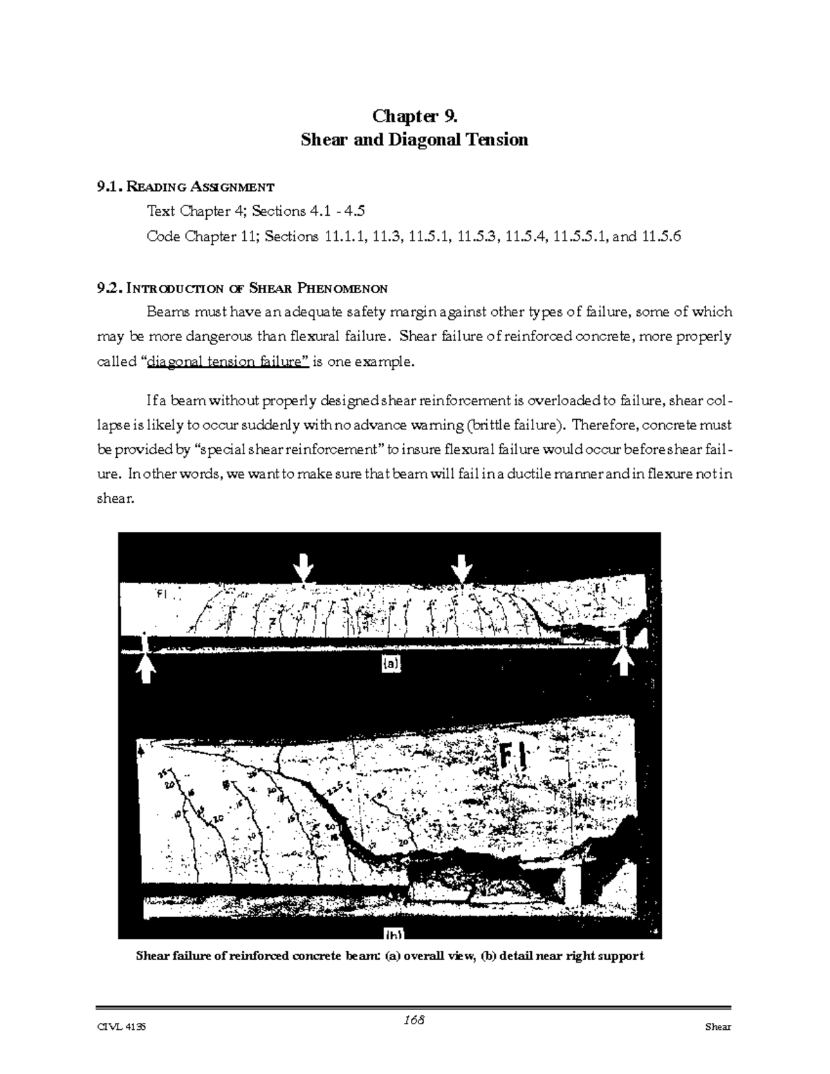 CIVL 4135 Chapter 9: Shear and Diagonal Tension Overview - Studocu