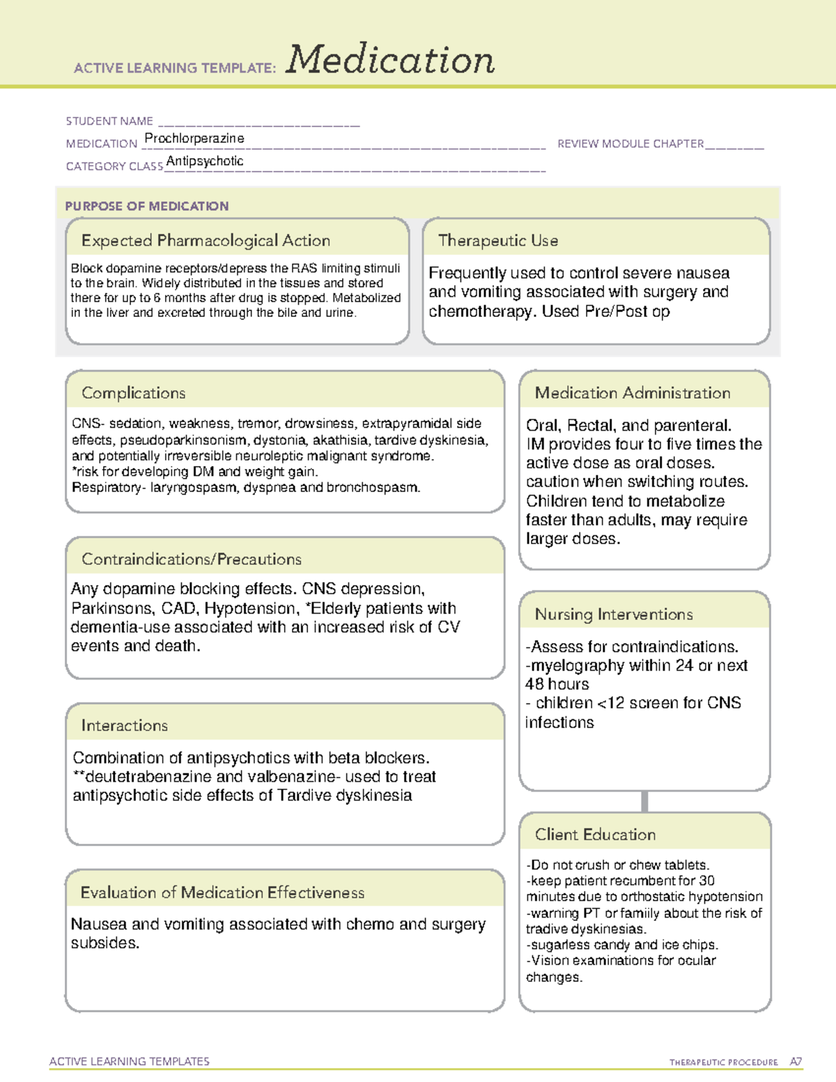 Prochlorperazine - Drug Card - ACTIVE LEARNING TEMPLATES THERAPEUTIC ...