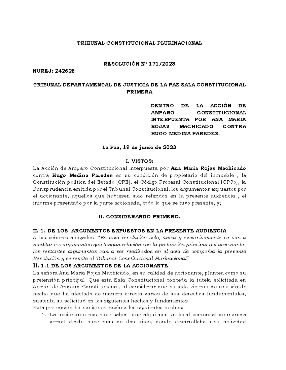 Resolución de Amparo Constitucional NUREJ: 242628 - Caso Rojas ...