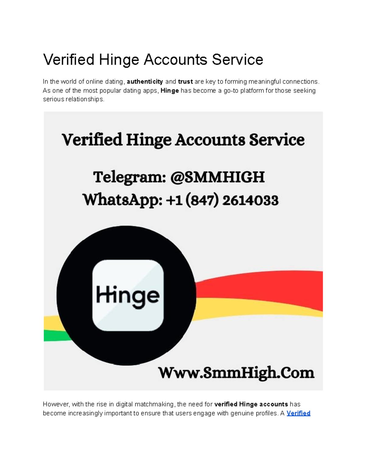 Verified Hinge Accounts Service - As one of the most popular dating ...