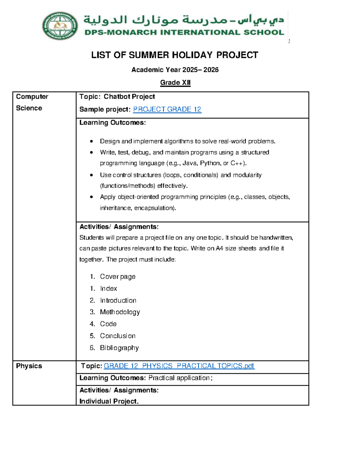 Grade 12 Summer Project: Comprehensive Guide for Academic Year 2026 ...