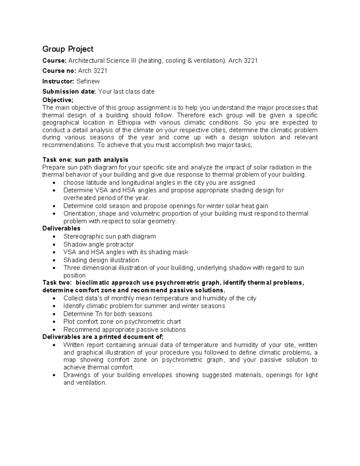 Group Project: Thermal Design Analysis for Arch 3221 - Studocu
