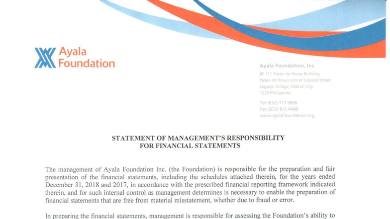 Ayala Foundation, Inc. Financial Statements Audit Report 2019-2018 ...