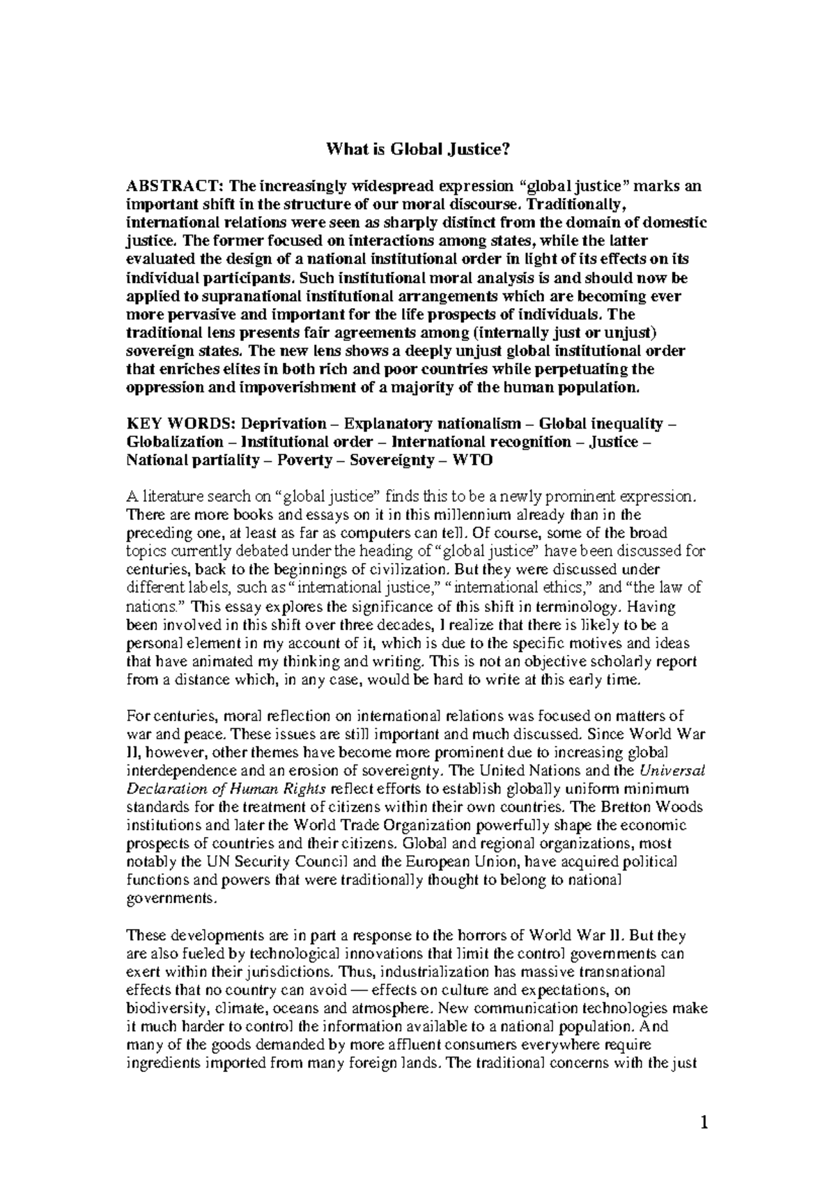 Global Justice: Understanding Moral Responsibilities in a Globalized ...