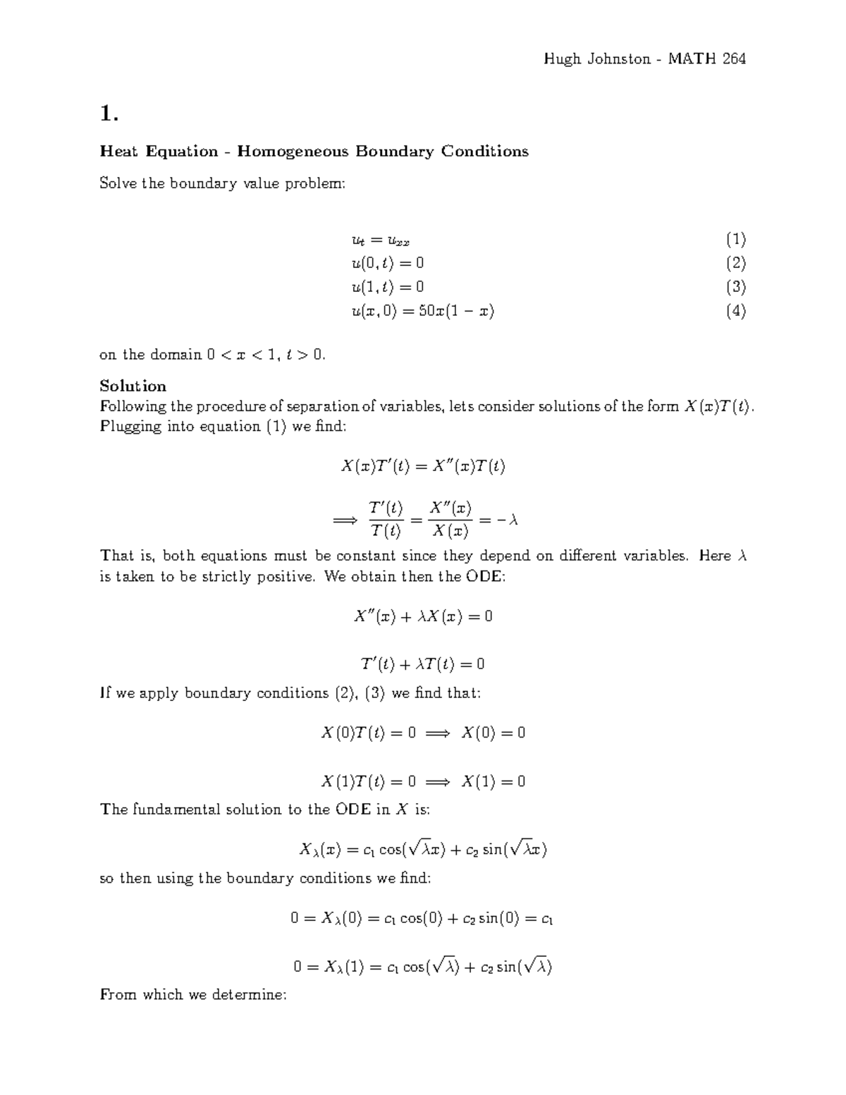 MATH 264 Final Exam Solutions: Heat Equation & Boundary Conditions ...
