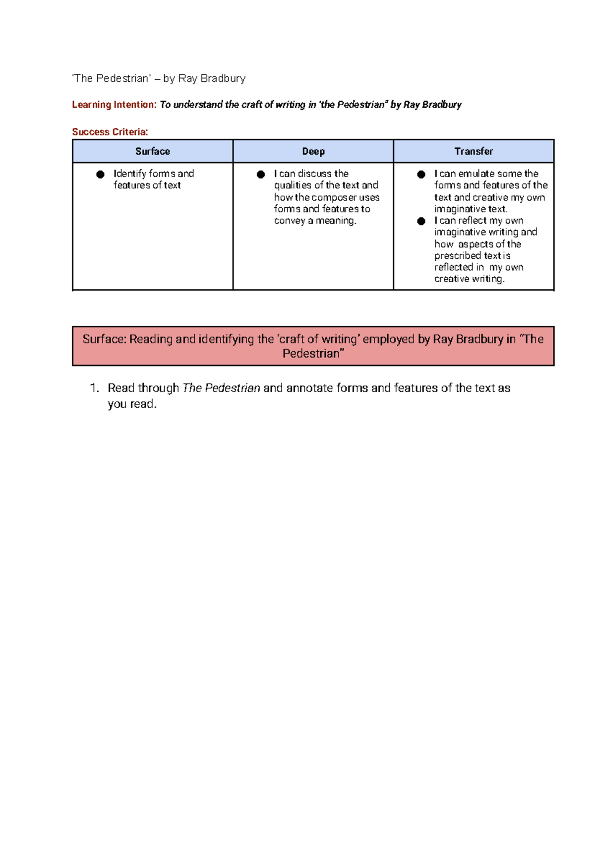 ENG 101: Deep Analysis of Ray Bradbury's 'The Pedestrian' Text - Studocu