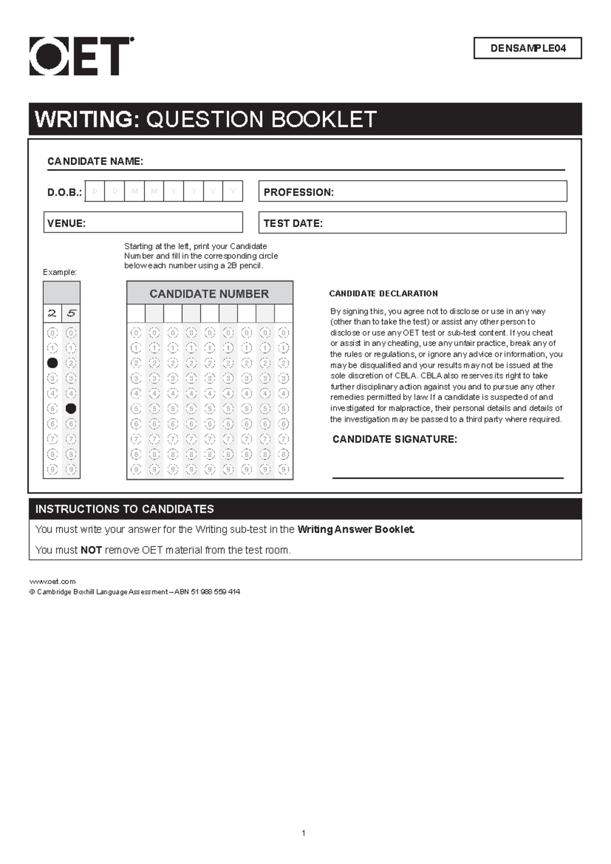 Dentistry OET Writing Sub-Test: Sample Test 4 - Studocu