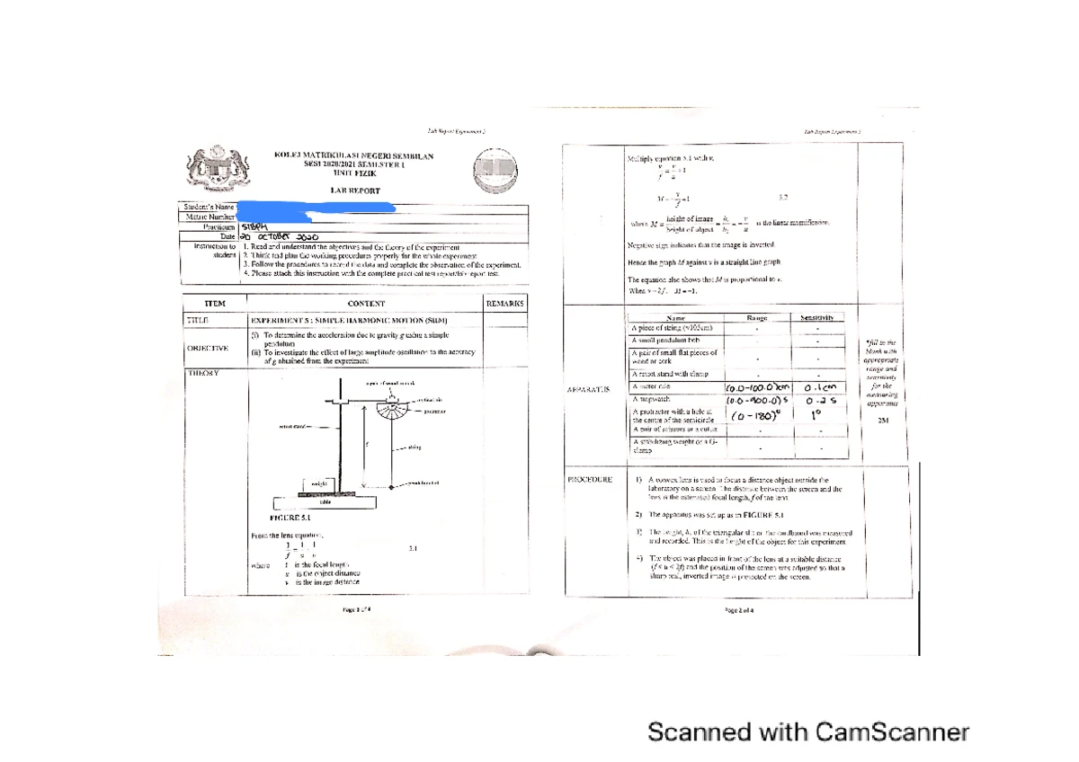 Lab report Exp - Lab Report SK025 Session 2021/ CHEMISTRY LAB REPORT SK ...