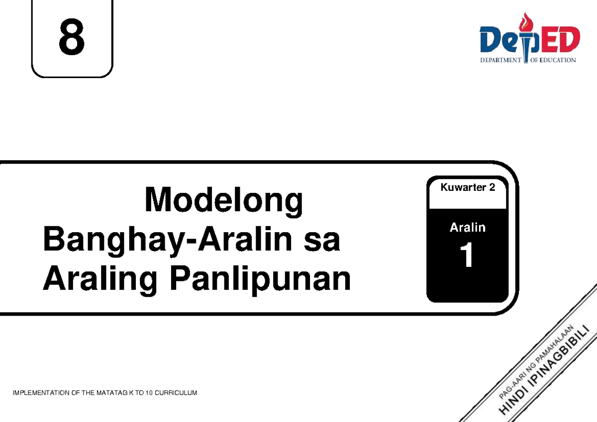 Q2 LE AP8 Lesson 1 Week 1: Implementing MATATAG K to 10 Curriculum - Studocu