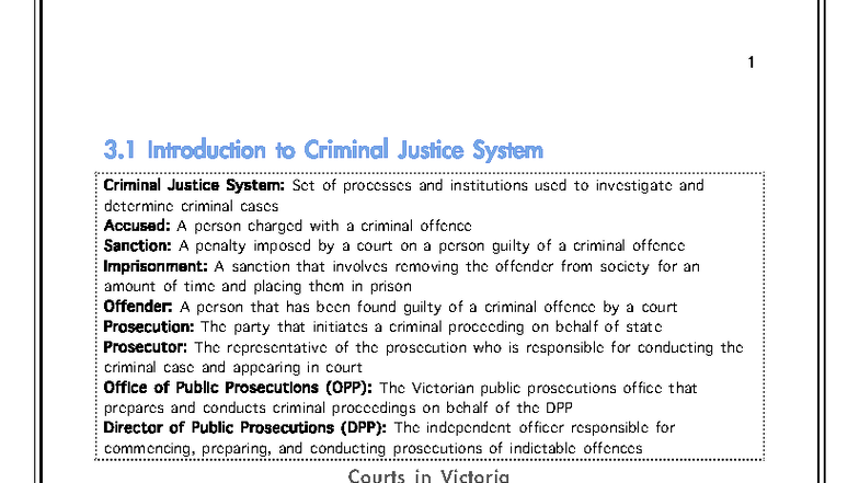 Unit 3 AOS1A Legal Studies: Criminal Justice System Summary Notes - Studocu