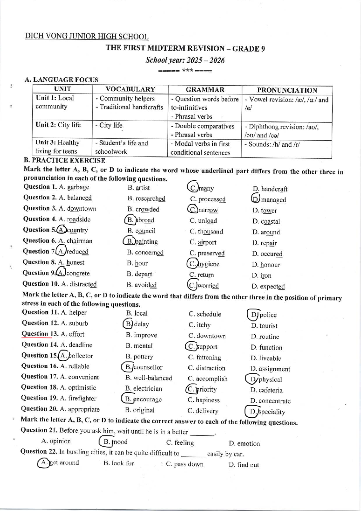 DICH VONG GKI L9 25-26 FIRST MIDTERM REVISION GUIDE - Studocu