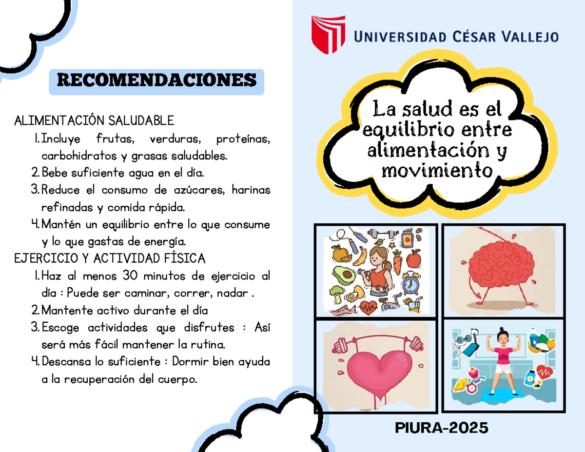 Recomendaciones de Alimentación y Ejercicio Saludable - Diptico - Studocu