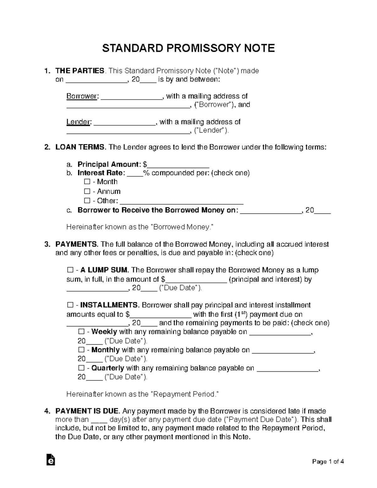 Standard Promissory Note Template: Loan Agreement Details - Studocu