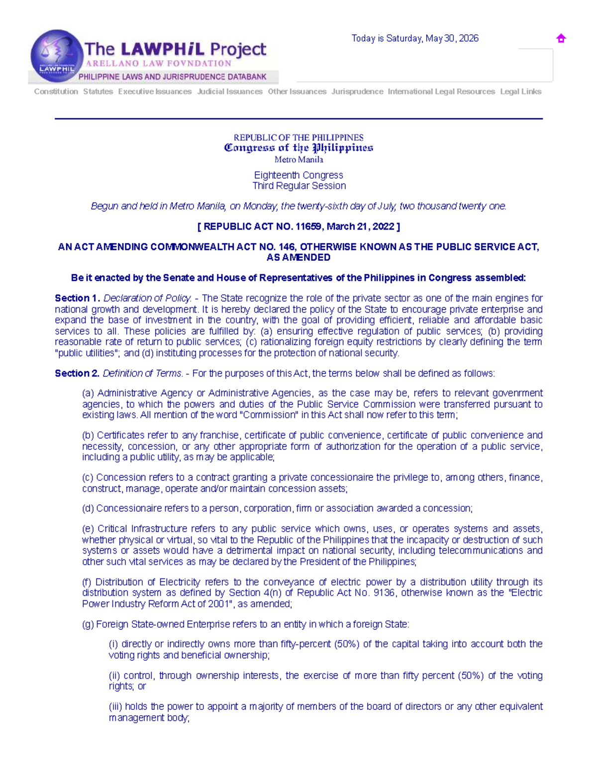 RA 11659: Amendments to the Public Service Act - Studocu